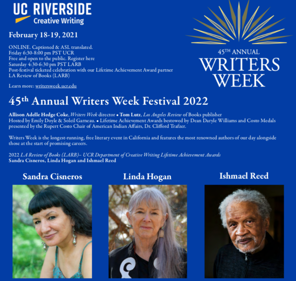 Writers Week 2022 | UCR News | UC Riverside