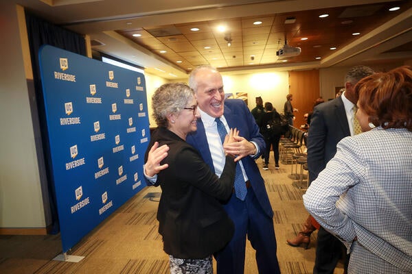 Wilcox with Provost Elizabeth Watkins at AAU event | UCR News | UC ...